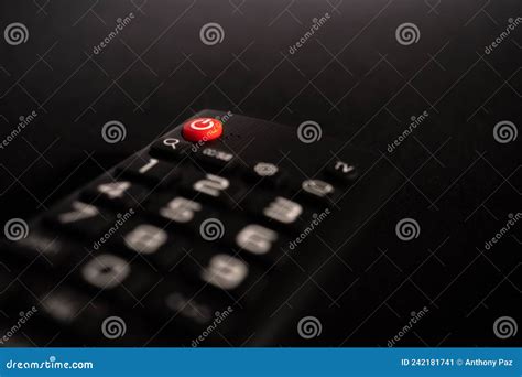 Tv Power Button On The Remote Control On Black Background Stock Image