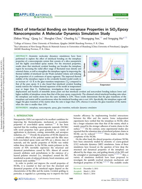 Wang Et Al 2016 Effect Of Interfacial Bonding On Interphase Properties