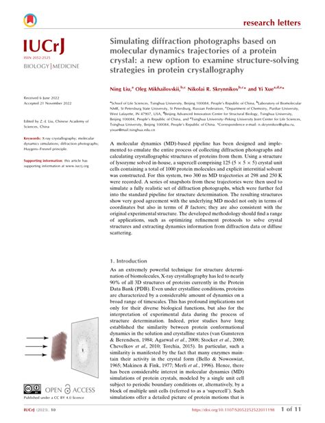 Pdf Simulating Diffraction Photographs Based On Molecular Dynamics Trajectories Of A Protein