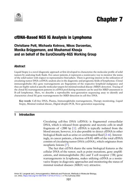 Pdf Cfdna Based Ngs Ig Analysis In Lymphoma