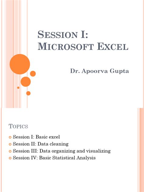 Lec 4excel Session Pdf Microsoft Excel Software
