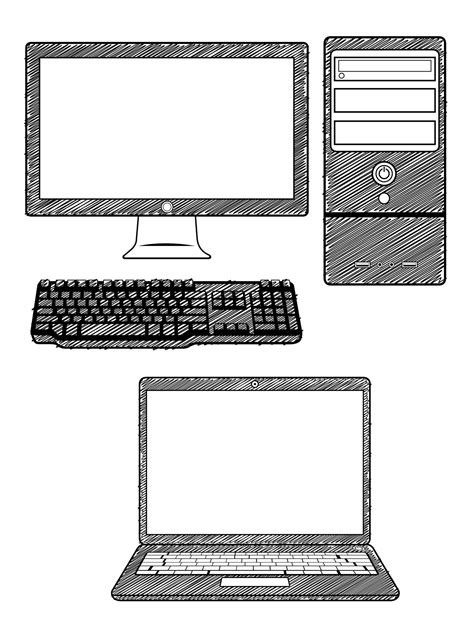 Sketch Computer Pc Laptop Doodle Outline Vector Illustration Drawing 2181987 Vector Art At Vecteezy