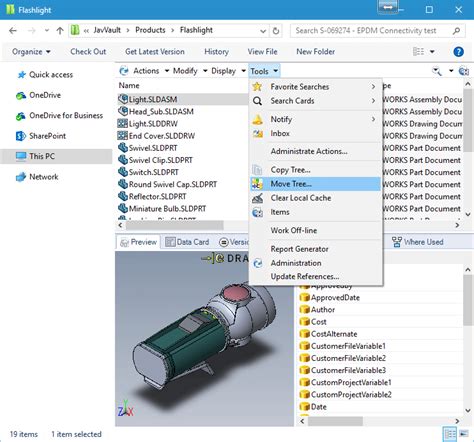 How To Use The SOLIDWORKS PDM Professional Move Tree Feature