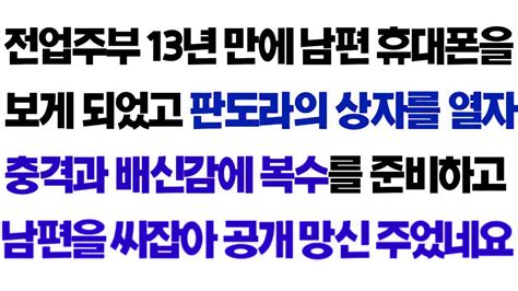 실화사연 전업주부 13년 만에 남편의 휴대폰을 보게되고 충격과 배신감에 사로잡히는데ㅣ라디오드라마ㅣ사이다사연ㅣ Youtube