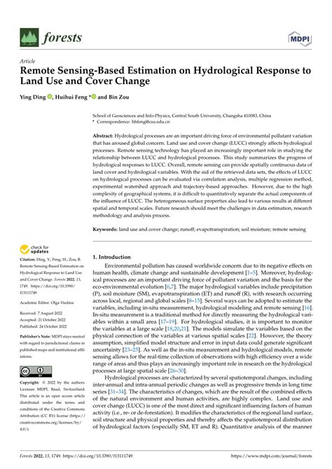 Pdf Remote Sensing Based Estimation On Hydrological Response To Land