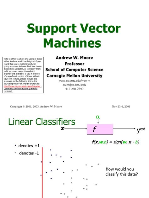Support Vector Machines Andrew W Moore Professor School Of Computer