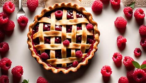 Raspberry Pie With Lattice Crust Premium Ai Generated Image