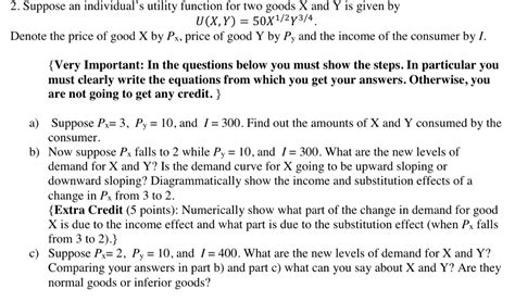 solved 2 suppose an individual s utility function for two