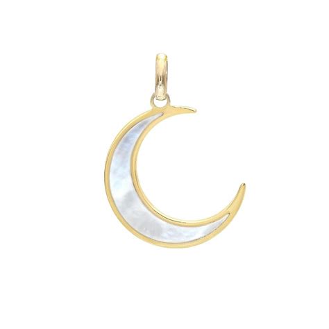 14k Yellow Gold Mother Of Pearl Crescent Moon Necklace Mother Of Pearl