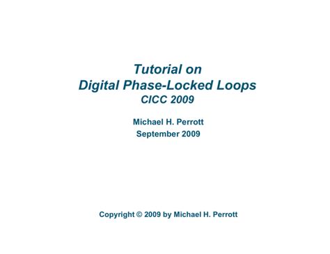 Digital Phase Locked Loops Tutorial Design And Implementation