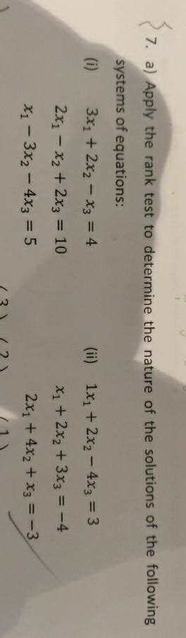 Solved A Apply The Rank Test To Determine The Nature Of Chegg Com