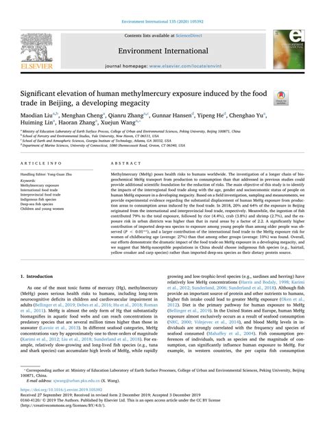 Pdf Significant Elevation Of Human Methylmercury Exposure Induced By