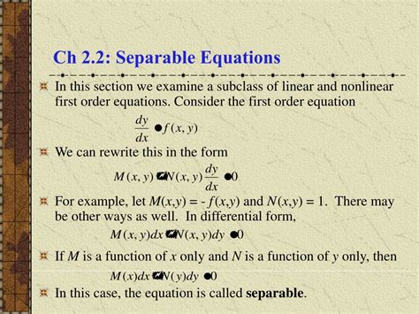 Ppt Separable Equations Examples Graphs And Solutions Powerpoint