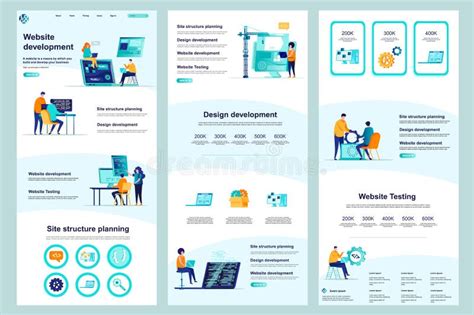 Website Development Flat Landing Page Stock Vector Illustration Of Layout Responsive 202855411