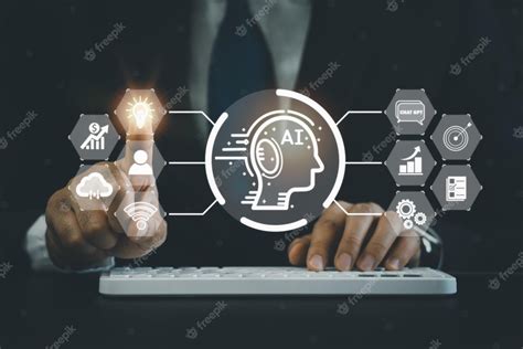 Premium Photo Business Man Point Finger Touch Virtual Screen With