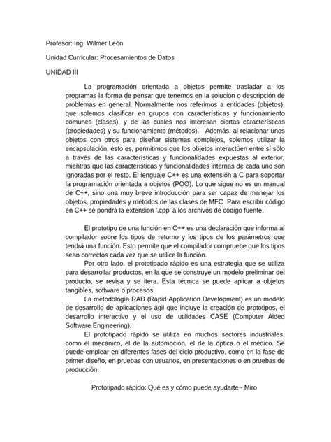 Unidad Iii Prog Orientada Objeto Poo Pdf Objeto Informática