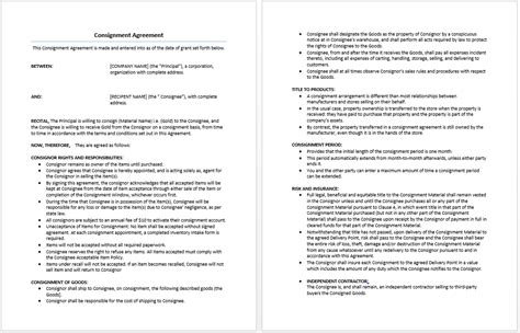 Consignment Contract Template Free