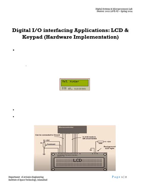 Lab 4 Lcd And Keypad Interfacing On Hardware Pdf Microcontroller Computer Hardware