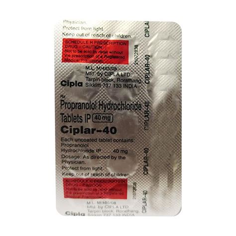 Ciplar 40mg Tablet Uses Dosage Side Effects
