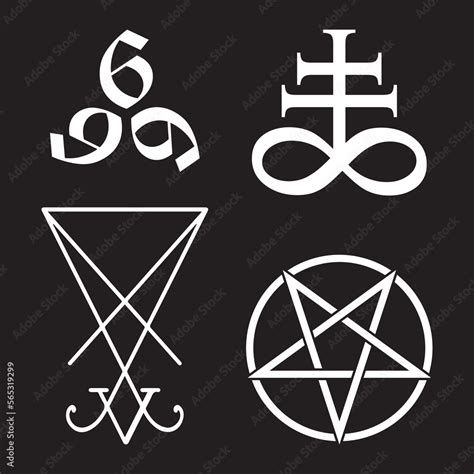 Vecteur Stock Set of occult symbols Leviathan Cross, pentagram, Lucifer ...