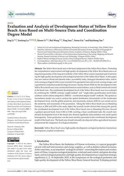 Pdf Evaluation And Analysis Of Development Status Of Yellow River Beach Area Based On Multi