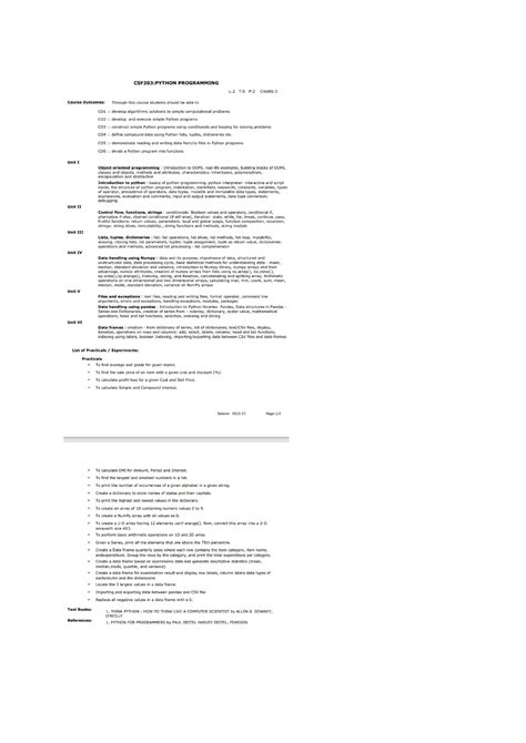 CSF 203 Pata Nahi PYTHON Studocu