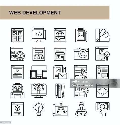 Web Development Line Icon Set Illustration Analysis Application Programming Interface Big Data