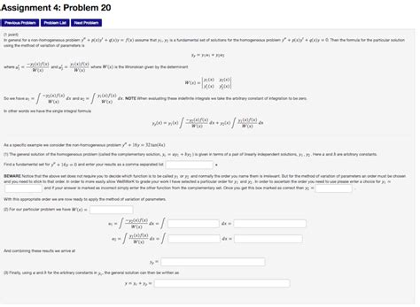 Solved Assignment 4 Problem 20 Previous Problem Problem