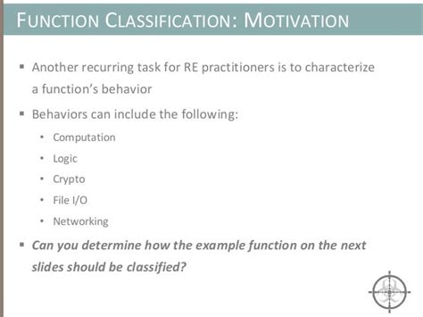 Automating Reverse Engineering Function Classification And Matching