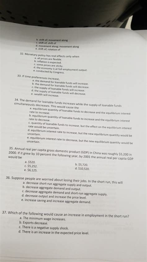 Solved B Shift Of Movement Along C Shift Of Shift Of D Chegg Com