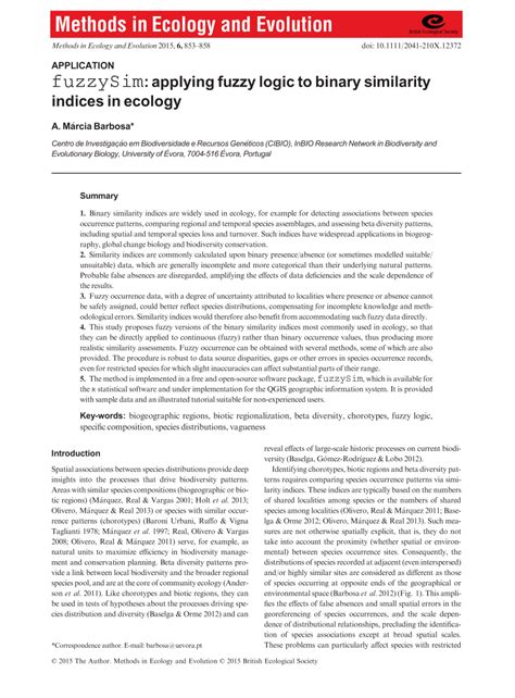 Pdf Fuzzysim Applying Fuzzy Logic To Binary Similarity Indices In