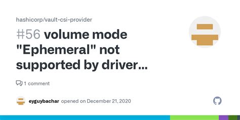Volume Mode Ephemeral Not Supported By Driver Secrets Storecsik8s
