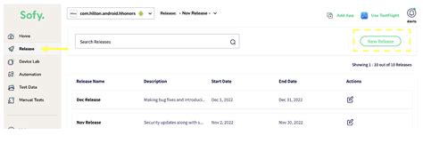 Setting Up Your Release Sofy Support Docs No Code Automation Testing Platform Help