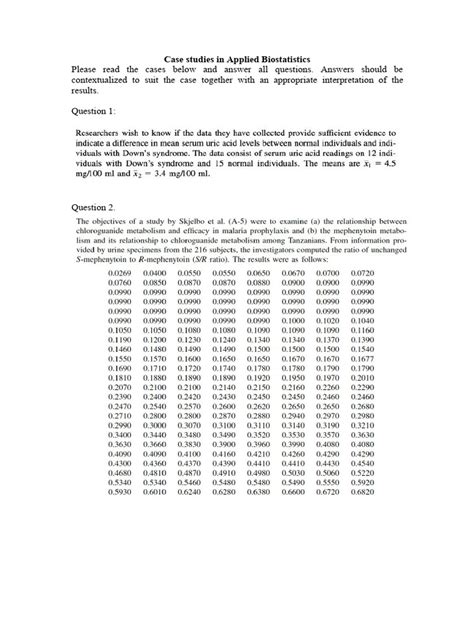 Case Study For Applied Biostatistics Pdf