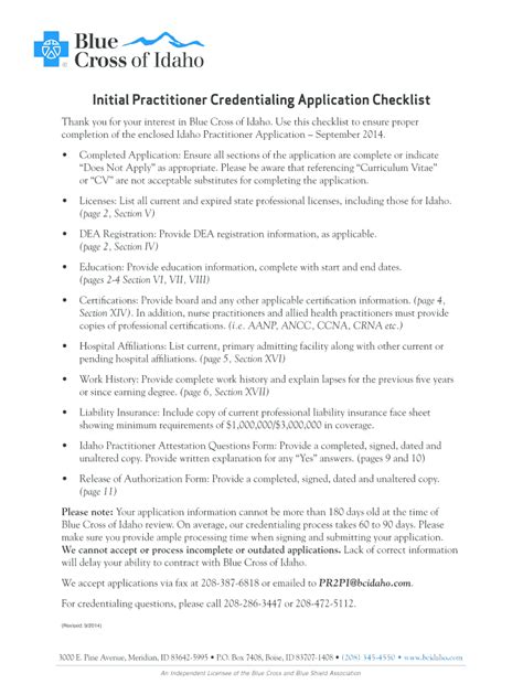 Id Initial Practitioner Credentialing Application Checklist 2014 2021