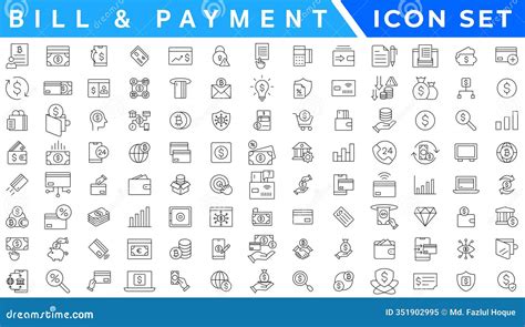 Set Of Fintech Modern Icons Simple Line Art Style Icons Pack Vector Illustration Set Outline