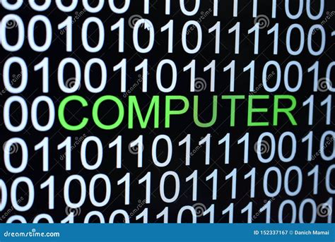 The Binary Code Number Background And Word Of Computer In Green Color Stock Image Image Of