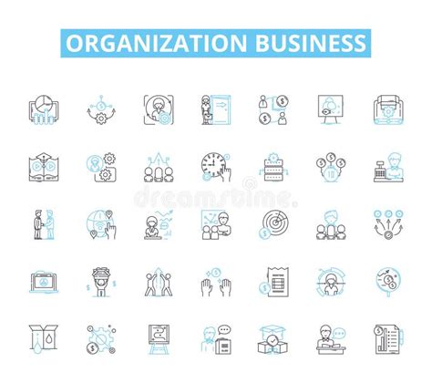 Organization Business Linear Icons Set Efficiency Streamlining Optimization Structure