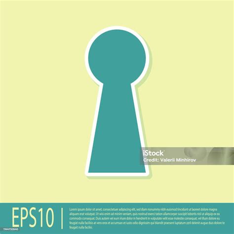 노란색 배경에 고립 된 녹색 열쇠 구멍 아이콘입니다 성공 솔루션의 핵심입니다 열쇠 구멍 수수께끼의 개념 비밀 엿보는 안전 보안 평면 디자인입니다 벡터 일러스트 0명에 대한