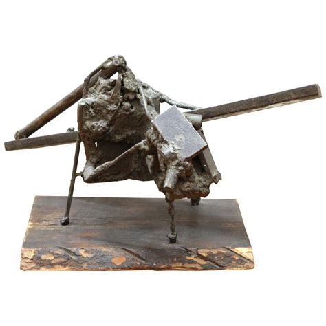 Midcentury Brutalist Welded Metal Abstract Assemblage Sculpture For