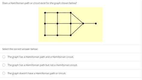 Solved Does A Hamiltonian Path Or Circuit Exist For The Chegg