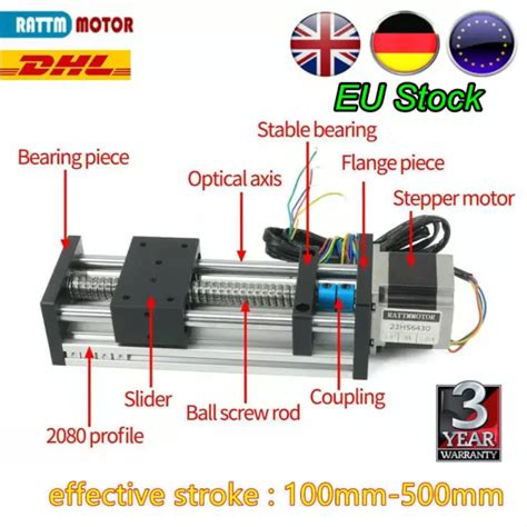 Linear Stage Actuator 200mm Stroke Linear Rail Guide Slide Actuator T6x1 Screw £42 13 Picclick Uk