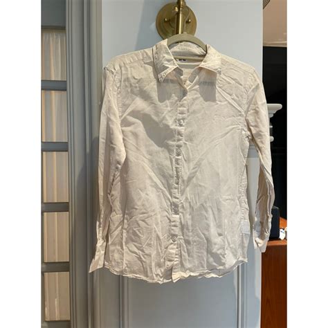 二手 Uniqlo 米白色透膚襯衫xs號 蝦皮購物