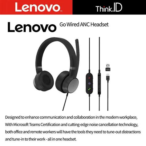 Jual Lenovo Go Wired Anc Headset Thunder Black Xd C Di Seller Think Id Official Store
