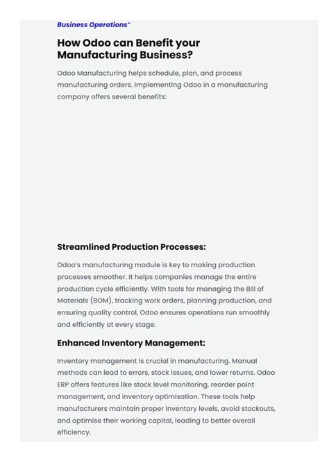 how odoo erp integration can benefit manufacturing businesses pdf