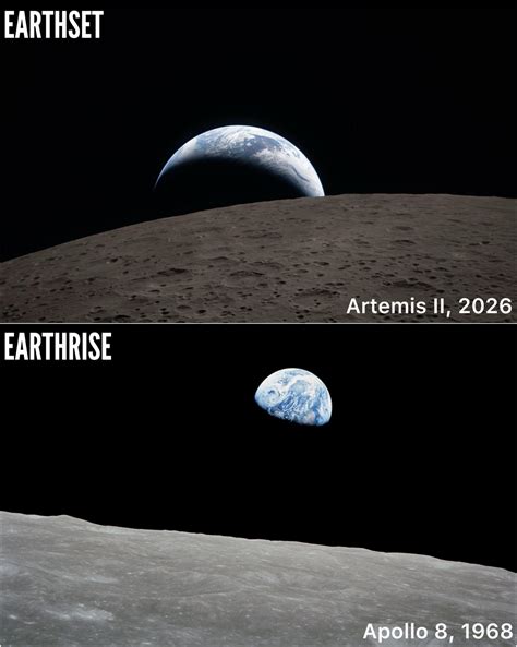 Earthset From Artemis Ii Vs Earthrise From Apollo 8 Ufo Feed