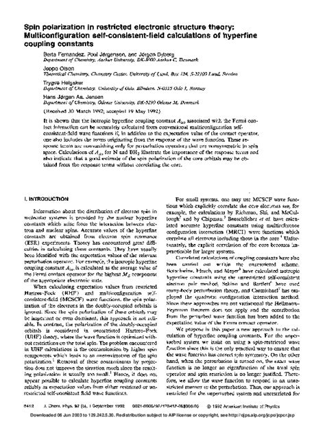 Pdf Spin Polarization In Restricted Electronic Structure Theory Multiconfiguration Self