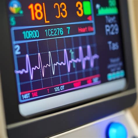 Closeup Of Ecg Machine Monitor Showing Heart Rate Data Premium Ai Generated Image