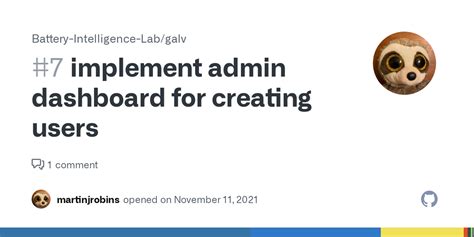 Implement Admin Dashboard For Creating Users · Issue 7 · Battery Intelligence Labgalv · Github