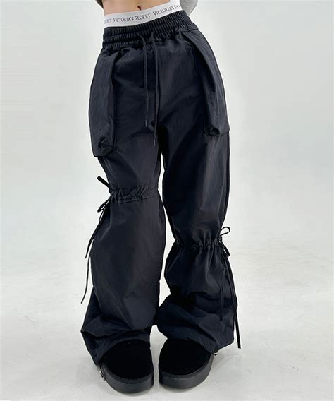 쏘큣♥누빔기모♥2color2way 빅포켓 패딩리본 바지 바람막이바지 누빔팬츠 카고 기모조거팬츠 기모팬츠 와이드팬츠 롱팬츠 와이드바지 겨울바지 기모바지 리본바지 리본